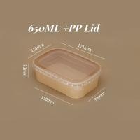 China Biodegradable 650ml Kraft Paper Takeaway Food Box Custom Logo Eco Friendly Disposable for sale