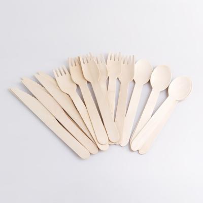 China Customized Eco-Friendly Disposable Wooden Knife Fork Spoon Set 15.8cm for Camping for sale