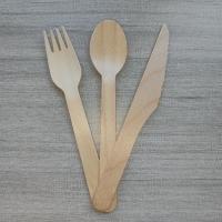 China Customized Eco-Friendly Disposable Wooden Knife Fork Spoon Set 15.8cm for Camping for sale