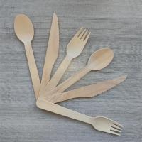 China Customized Eco-Friendly Disposable Wooden Knife Fork Spoon Set 15.8cm for Camping for sale