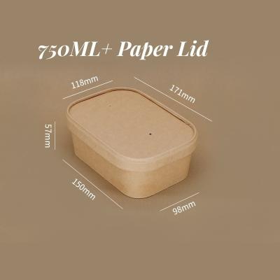 China Custom Printed 750ml Kraft Lunch Fast Food Paper Box 0.500kg Gross Weight for sale