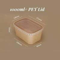 China 1000ml Kraft Lunch Box Takeaway Food Containers with Lid Custom Printed Eco Friendly for sale