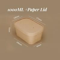 China 1000ml Kraft Lunch Box Takeaway Food Containers with Lid Custom Printed Eco Friendly for sale