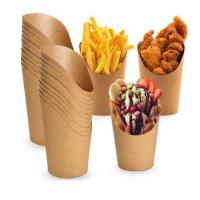 China Disposable Kraft Paper Cone Cup 2.5oz-24oz for French Fries Popcorn Ice Cream Packaging for sale