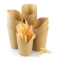 China Disposable Kraft Paper Cone Cup 2.5oz-24oz for French Fries Popcorn Ice Cream Packaging for sale