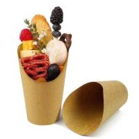 China Disposable Kraft Paper Cone Cup 2.5oz-24oz for French Fries Popcorn Ice Cream Packaging for sale