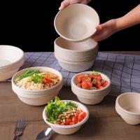 China Disposable Round Salad Bowl 500-1000ml Sugarcane Bagasse Eco-Friendly Biodegradable Food Container for sale