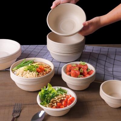 China Disposable Round Salad Bowl 500-1000ml Sugarcane Bagasse Eco-Friendly Biodegradable Food Container for sale