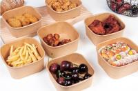China 900ml Disposable Square Kraft Paper Lunch Box Food Container Eco-Friendly Customizable for sale