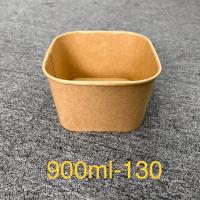 China 900ml Disposable Square Kraft Paper Lunch Box Food Container Eco-Friendly Customizable for sale