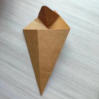 China Customized Foldable Take Away Paper Cone Box for Popular Chips Oil Proof Bag Included for sale