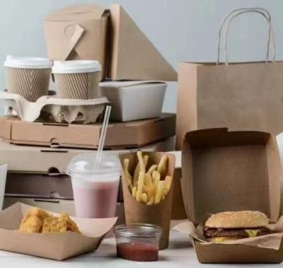 China Eco-Friendly Natural Kraft Paper Lunch Box Custom Logo Takeaway Food Container 500ml for sale