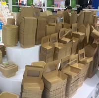 China Eco-Friendly Natural Kraft Paper Lunch Box Custom Logo Takeaway Food Container 500ml for sale