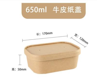 China Disposable 650ml Kraft Paper Salad Bowl with Paper Lid for Takeaway Burger Fries for sale