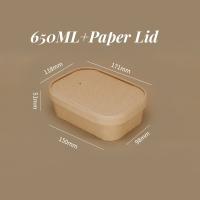 China Disposable 650ml Kraft Paper Salad Bowl with Paper Lid for Takeaway Burger Fries for sale