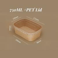 China Disposable 650ml Kraft Paper Salad Bowl with Paper Lid for Takeaway Burger Fries for sale