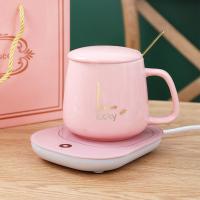 China 55 Degree Thermostatic Ceramic Cup 400ml with Lid and Spoon Custom Logo Eco-Friendly for sale