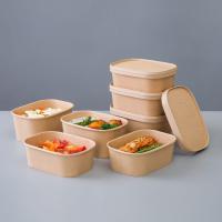 China Disposable Kraft Paper Salad Bowl with Paper Lid 500ml to 1000ml for Takeaway for sale