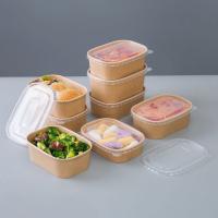 China Food Grade Kraft Paper Box 500ml-1000ml Disposable Burger French Fries Takeaway Container for sale