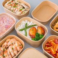 China Food Grade Kraft Paper Box 500ml-1000ml Disposable Burger French Fries Takeaway Container for sale