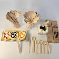 China Eco-Friendly Disposable Wooden Cutlery Set 15.8cm Custom Logo Biodegradable Wood Knife Fork Spoon for sale