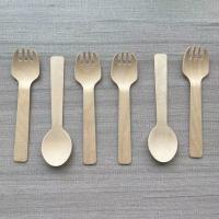 China Eco-Friendly Disposable Wooden Cutlery Set 15.8cm Custom Logo Biodegradable Wood Knife Fork Spoon for sale
