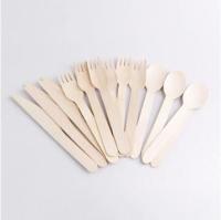 China Eco-Friendly Disposable Wooden Cutlery Set 15.8cm Custom Logo Biodegradable Wood Knife Fork Spoon for sale