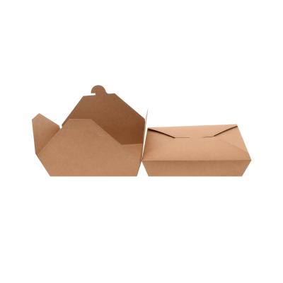 China Disposable Kraft Paper Lunch Box Leak Grease Resistant Food Container for Restaurant Catering 500ml for sale