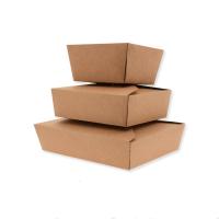 China Disposable Kraft Paper Lunch Box Leak Grease Resistant Food Container for Restaurant Catering 500ml for sale