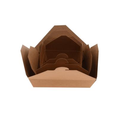 China Custom Brown Kraft Paper Food Box Disposable Salad Fruit Container Eco Friendly 1000ml for sale