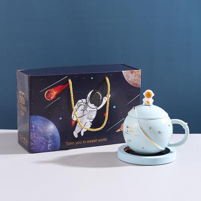 China Ceramic 55 Degree Thermostat Cup Set 430ml with Lid and Spoon Custom Logo Eco-Friendly Warm Cup for sale