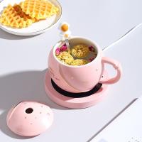 China Ceramic 55 Degree Thermostat Cup Set 430ml with Lid and Spoon Custom Logo Eco-Friendly Warm Cup for sale
