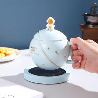 China Ceramic 55 Degree Thermostat Cup Set 430ml with Lid and Spoon Custom Logo Eco-Friendly Warm Cup for sale