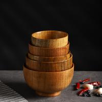 China Round Wooden Bowl Anti Scalding Thickened Design 10000 MOQ Food Grade for Restaurants for sale
