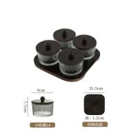 China Container Set 4 Jars Glass Snack Container with Wooden Plate and Lid US for sale