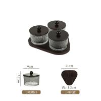 China Container Set 4 Jars Glass Snack Container with Wooden Plate and Lid US for sale