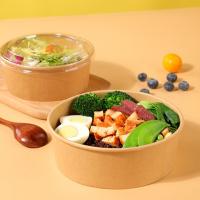 China Custom Food Grade Disposable Kraft Paper Bowl 12oz with Plastic Lid for Soup Salad for sale