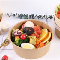 China Custom Printed Kraft Paper Salad Bowls 12oz with Lid Eco Friendly Disposable Food Packaging for sale