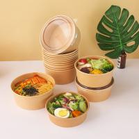 China 12oz Disposable Kraft Paper Soup Bowl with Lid Eco Friendly Biodegradable for sale
