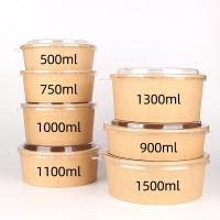 China 12oz Disposable Kraft Paper Soup Bowl with Lid Eco Friendly Biodegradable for sale