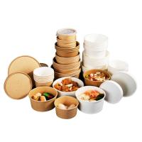 China Disposable Kraft Paper Soup Salad Bowl 12oz Takeaway Lunch Box for Fried Rice Fast Food for sale