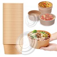 China Eco Friendly Disposable Kraft Paper Salad Bowl 12oz with PET Clear Lid Take Away for sale
