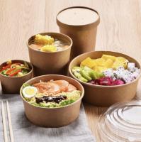 China Eco Friendly Disposable Kraft Paper Salad Bowl 12oz with PET Clear Lid Take Away for sale