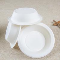 China Disposable Round Sugarcane Bagasse Pulp Salad Food Bowls with Lids 12oz 16oz for sale