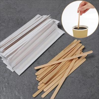 China Eco Friendly Flat Wooden Coffee Stirrers 110mm 140mm Disposable Biodegradable Stir Sticks for sale