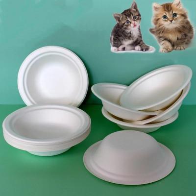 China Disposable Cat Food Bowl 220ml Biodegradable Paper Bowl Thickened Cat Tableware for sale