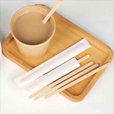 China Disposable Wooden Coffee Stirrer 17cm Individually Wrapped Eco Friendly Biodegradable for sale