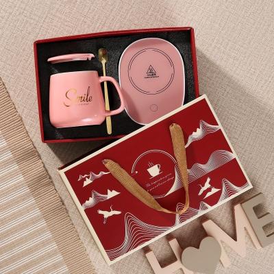 China Ceramic Heating Mug 55 Degree Thermostat Coffee Cup 400ml with Touch Screen Switch and Warmer for sale