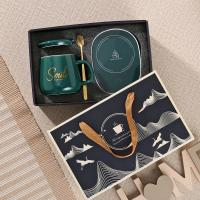 China 55 Degree Ceramic Warm Cup 400ml with Heating Pad Constant Thermostatic Mug Gift Box for sale
