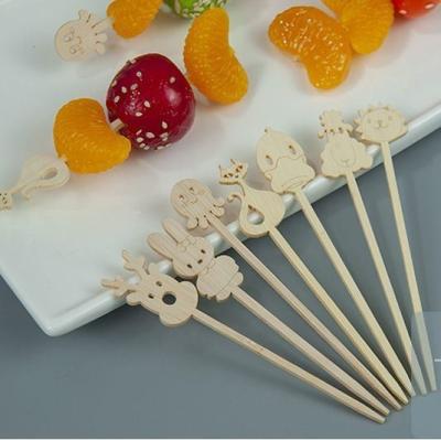 China Custom Size Logo Bamboo Skewers Biodegradable Disposable Dessert Cake Fruit Stick 10000pcs for sale